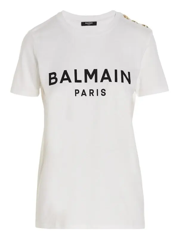 Balmain Logo Printed Crewneck T-shirt - White