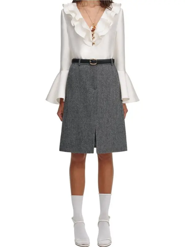 SELF-PORTRAIT Ruffled Bell Sleeve Blouse - Cream