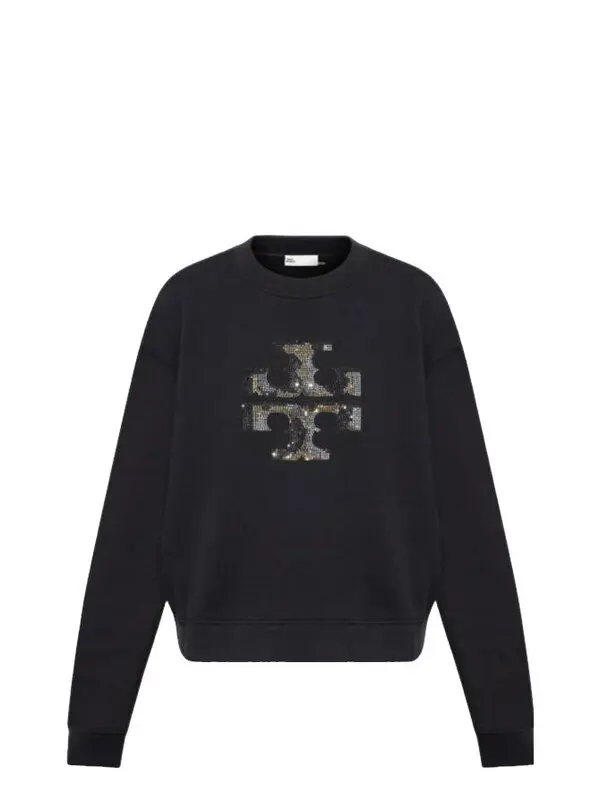 Tory Burch Logo Embroidered Sweatshirt - Black