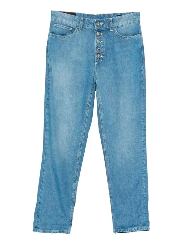 DONDUP Tapered Cuffed Jeans With Buckle Detail - Blue