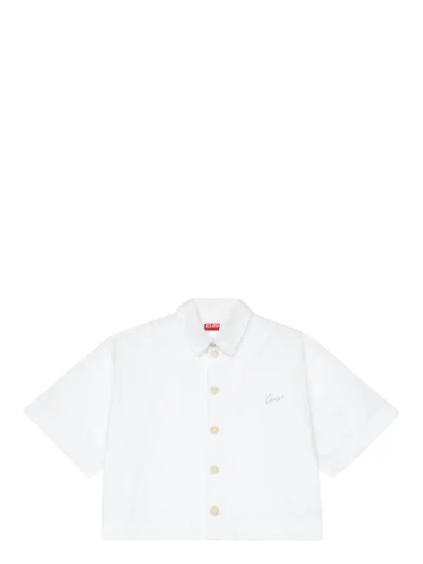 Kenzo Cropped Embroidered Logo Shirt - White