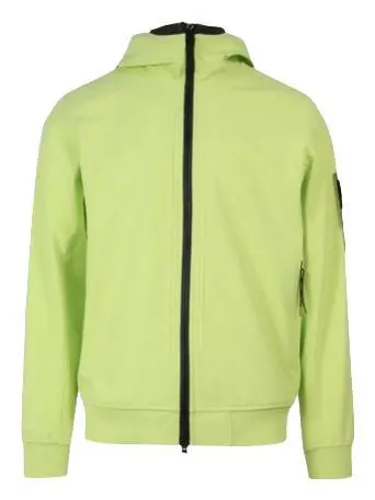 Stone Island Logo Patch Zip-up Hooded Jacket - Lemon Yellow