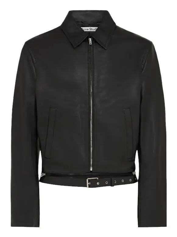 Acne Studios Leather Biker Jacket - Black