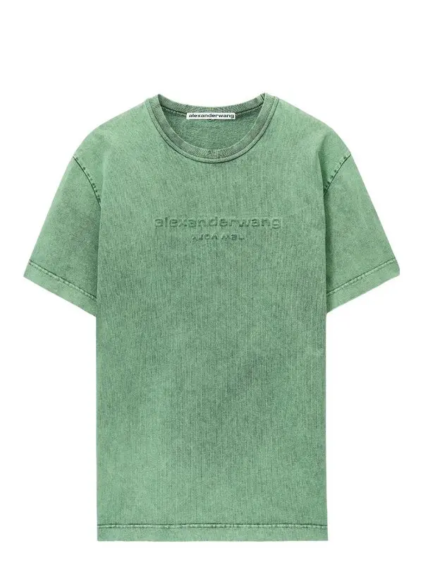 Alexander Wang Crewneck T-shirt With Embossed Logo - Green