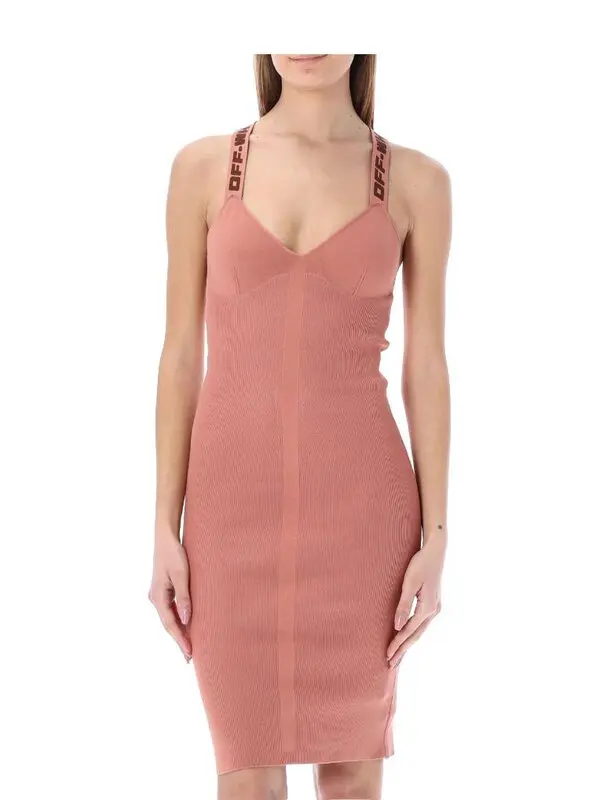 Off-White Logo Strap Mini Dress - Pink