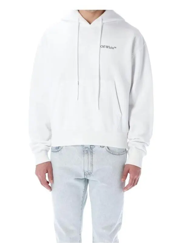 Off-White Logo Printed Drawstring Hoodie - White