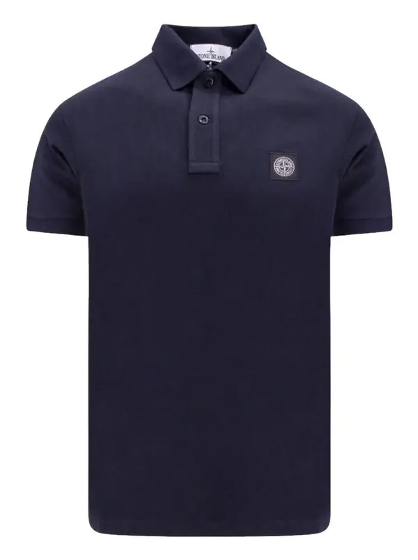 Stone Island Logo Patch Short-sleeved Polo Shirt - Blue