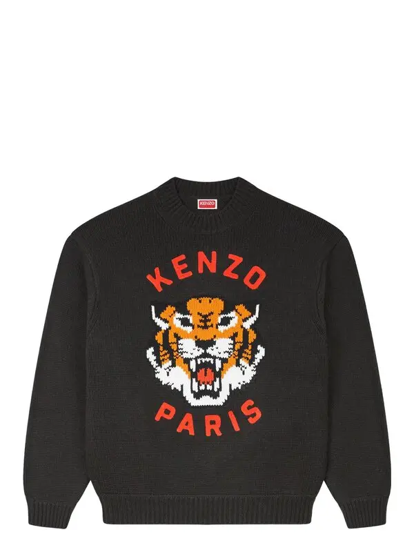 Kenzo Embroidered Tiger Logo Crewneck Sweater - Black