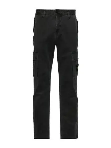 Stone Island Logo Patch Straight Leg Pants - Leaden