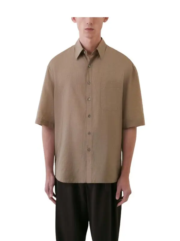 LEMAIRE Grid-pattern Pocket Shirt - Gray