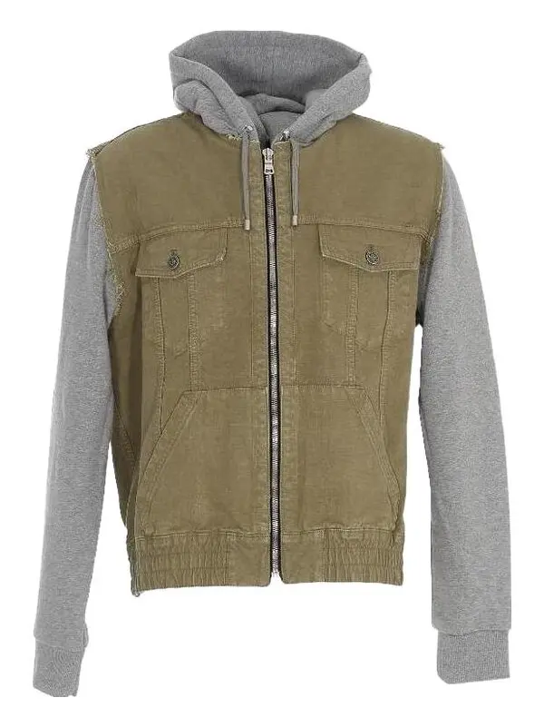 Balmain Contrast Panel Hooded Jacket - Gray