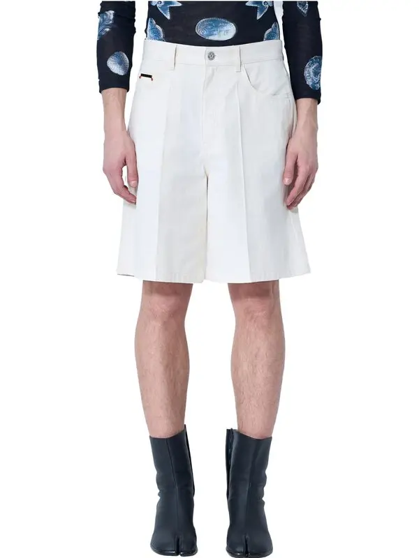 Marni Logo Plaque Denim Shorts - Almond Beige