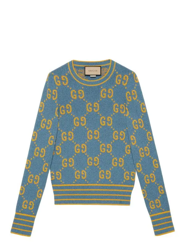 Gucci Gg Supreme Knitted Top - Blue