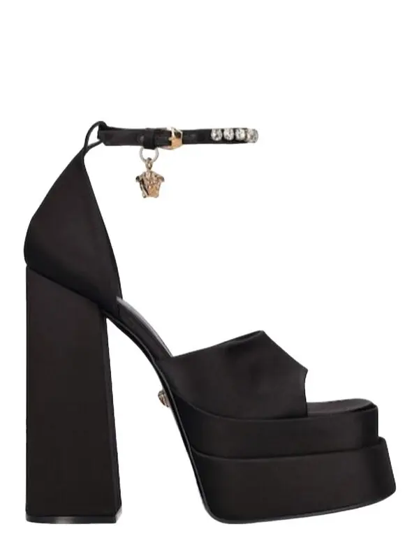 Versace Buckle High-heeled Platform Sandals - Black