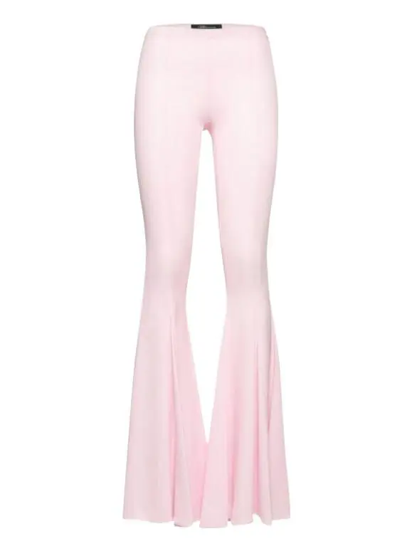 Blumarine Viscose Crepe Flared Pants - Pink