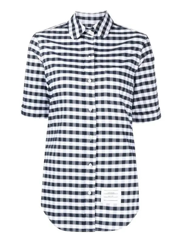 Thom Browne Gingham Check Shirt - Navy Blue