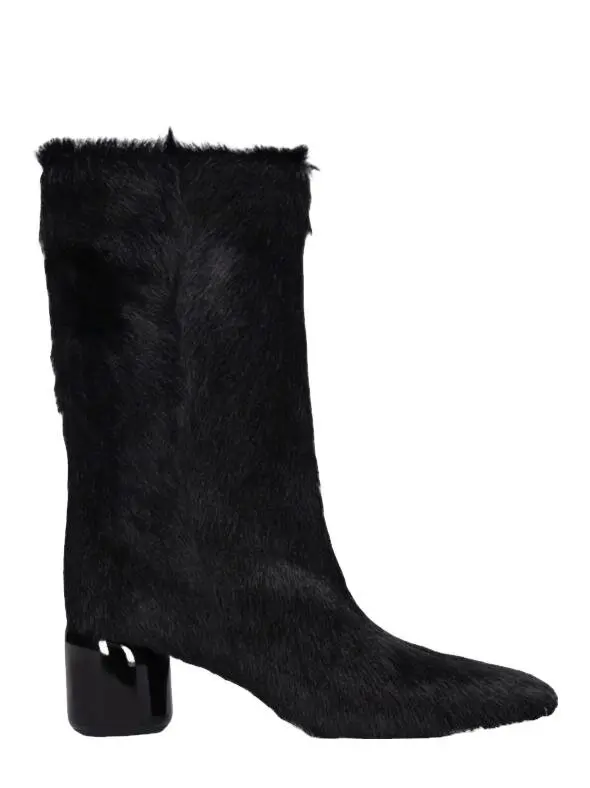 JIL SANDER Long Hair Ankle Boots - Black