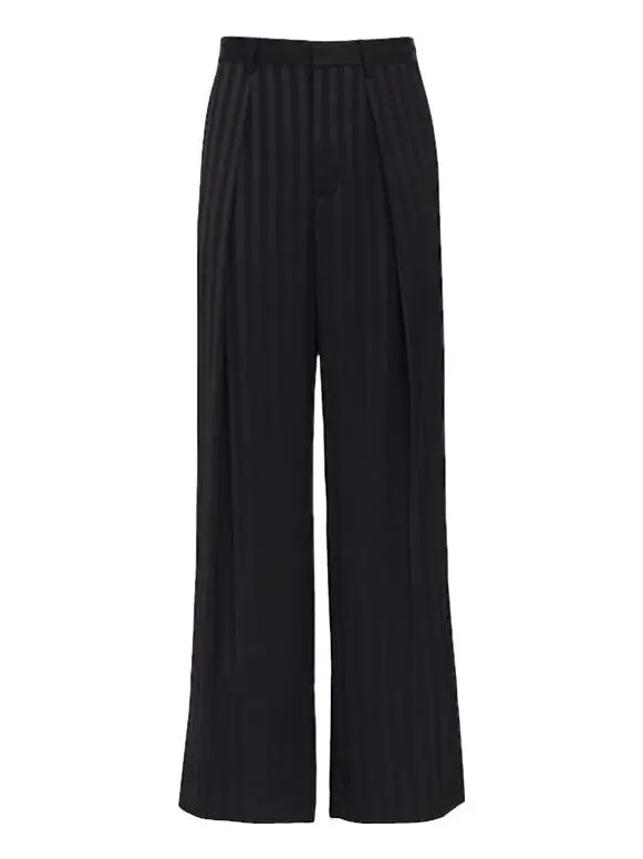 ANN DEMEULEMEESTER Wide Leg Pleated Trousers - Black