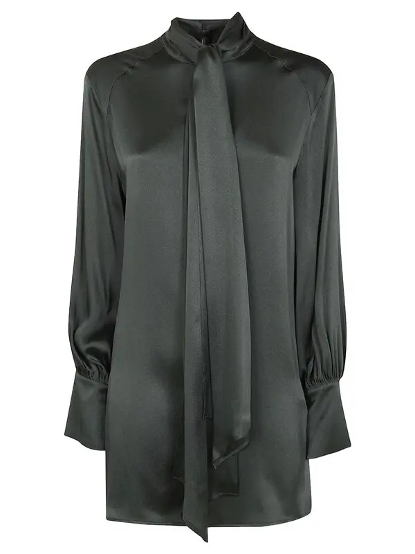 SEMICOUTURE Manuela Tie-neck Mini Dress - Geen Sea