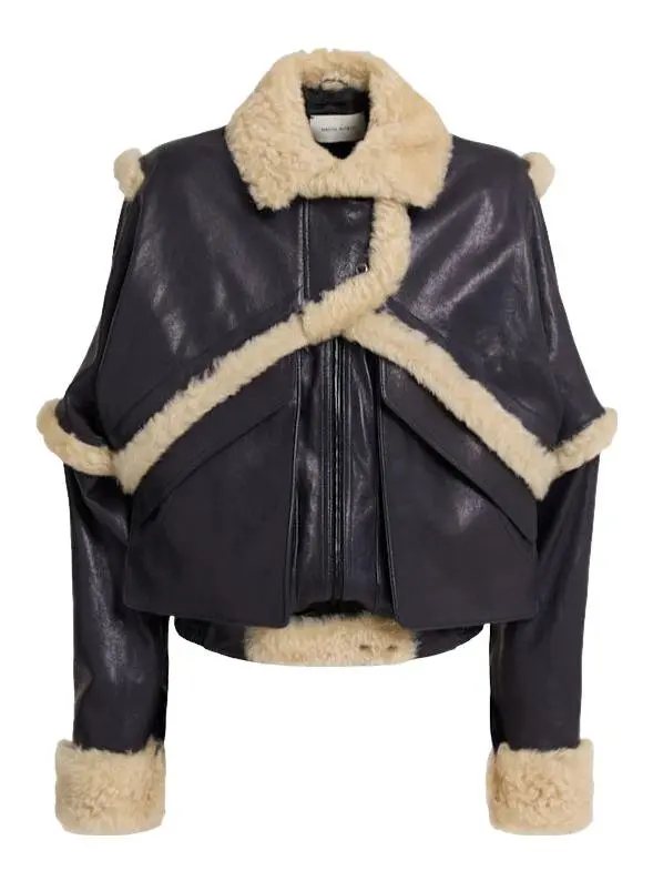 Magda Butrym Leather Shearling Jacket - Black