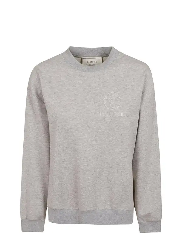 Peserico Logo Embroidered Crew-neck Sweatshirt - Grigio