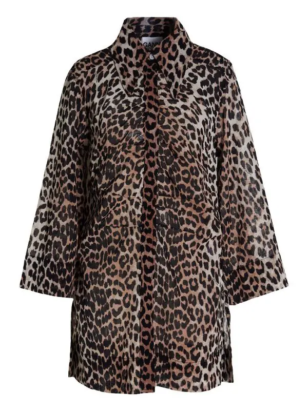 GANNI Leopard Print Shirt Dress - Leopard Color