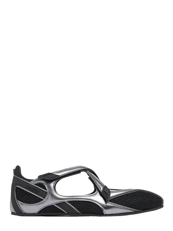 Attico Ballerina Flats With Crisscross Straps - Black