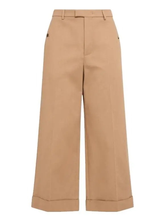 Valentino Garavani Cotton Gabardine Tailored Wide Leg Pants - Nude