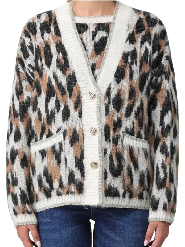 Liu Jo Leopard-intarsia Knit V-neck Cardigan - Multicolor