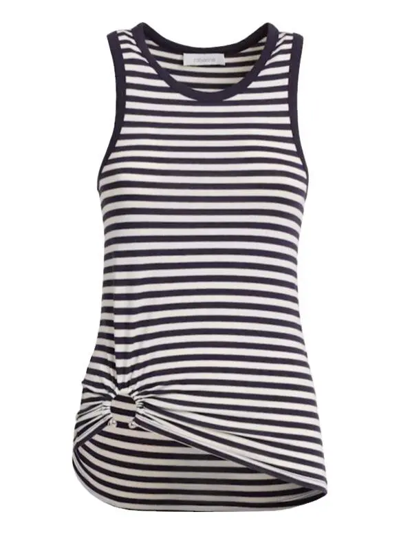 Rabanne Striped Jersey Tank Top With Ring Detail - Black