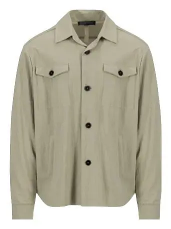 Harris Wharf London Button-up Overshirt - Sage