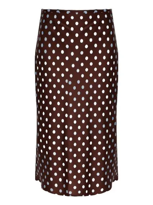 Posse Midi Skirt With Polka Dot Pattern And Side Zipper - Chocolate Dot
