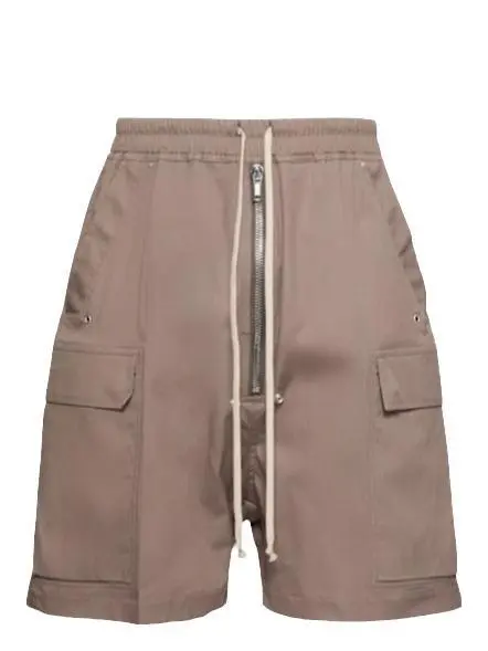 Rick Owens Elastic Waist Drawcord Cargo Shorts - Dust