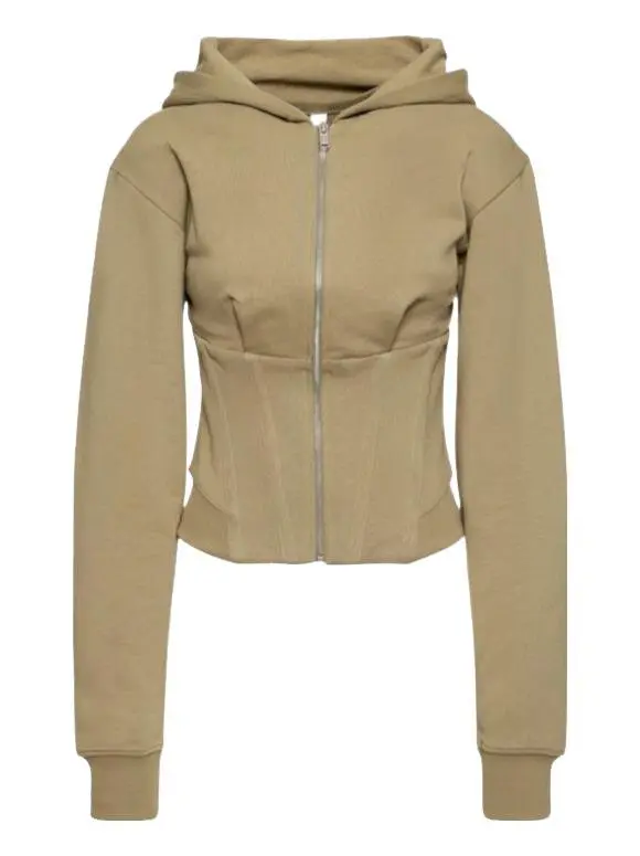 DION LEE Cotton Jersey Corset Hoodie - Nude