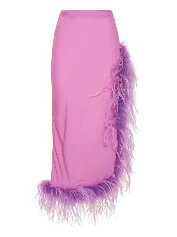 Giuseppe Di Morabito Viscose Midi Skirt With Feather Trim - Pink
