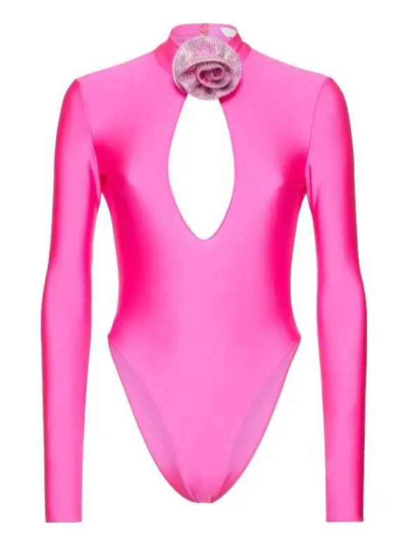 Giuseppe Di Morabito Floral Embellished High Neck Bodysuit - Pink