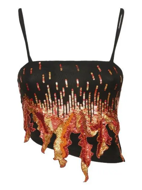 Giuseppe Di Morabito Embellished Asymmetrical Viscose Top - Black