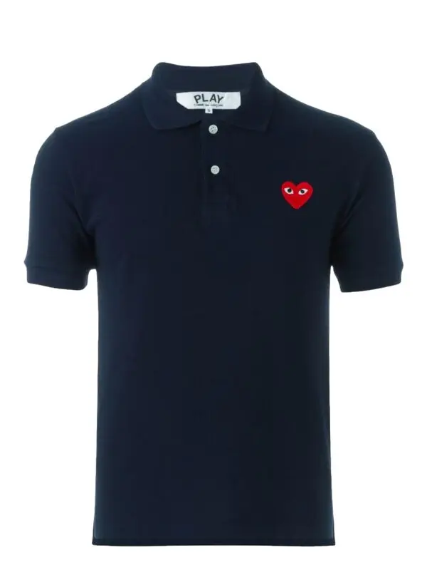Play Comme Des Garcon Comme Des Garçons Play Short-sleeved Logo Embroidered Polo Shirt - Blue