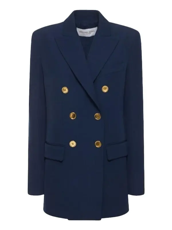 Michael Kors Double-breasted Gabardine Blazer - Blue