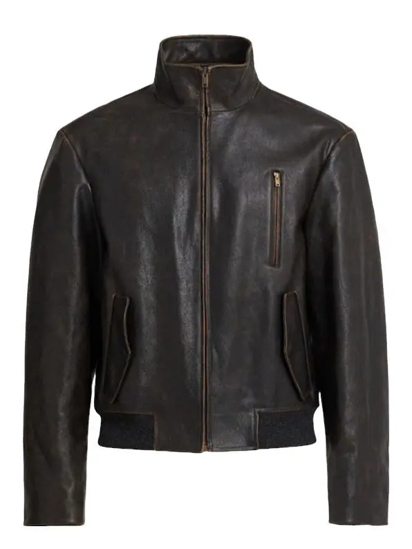 THE ROW Akia Leather Bomber Jacket - Black