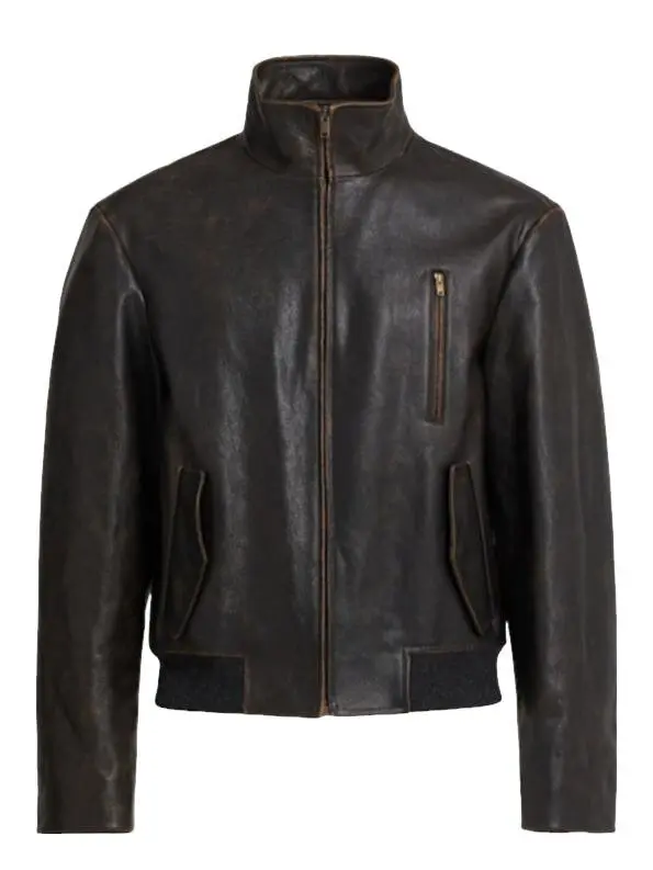 THE ROW Akia Leather Bomber Jacket - Black