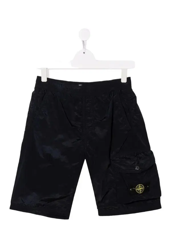 Stone Island Logo Patch Cargo Shorts - Blue