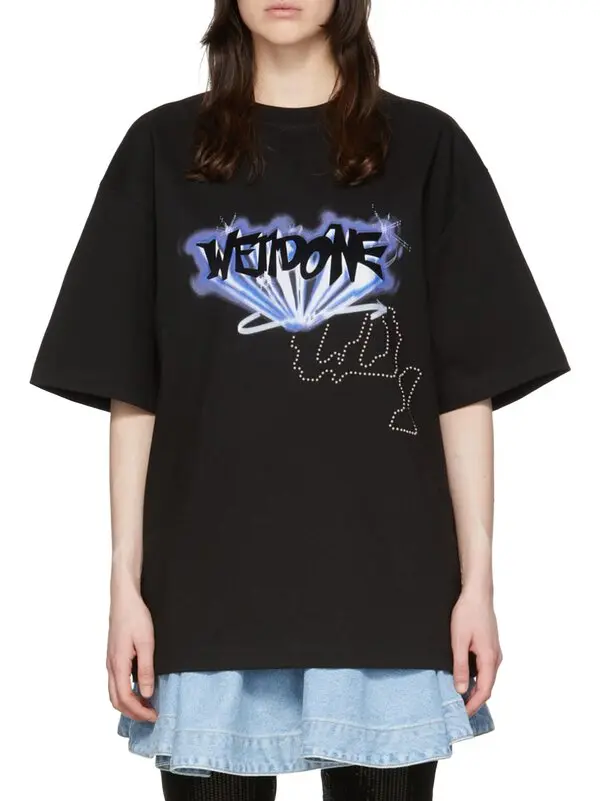 We11Done Graffiti Logo-print T-shirt - Black