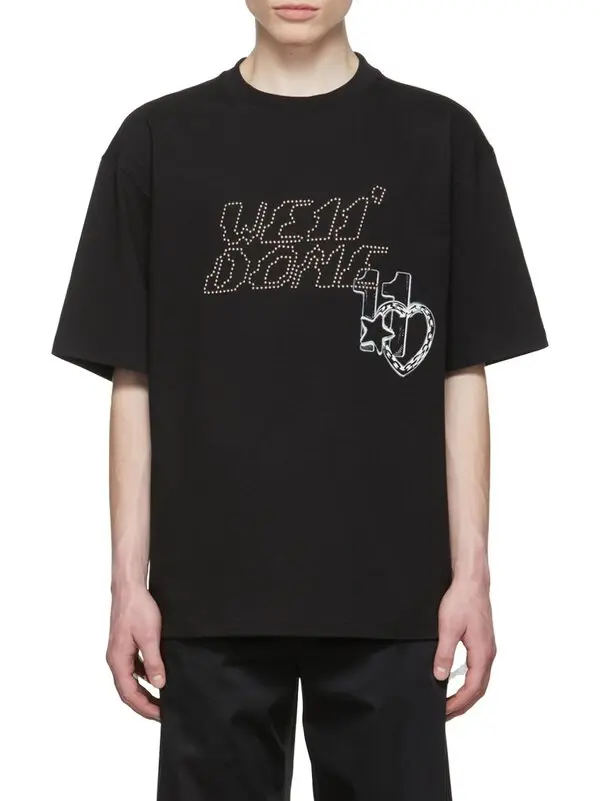 We11Done Stud-logo Short-sleeved T-shirt - Black