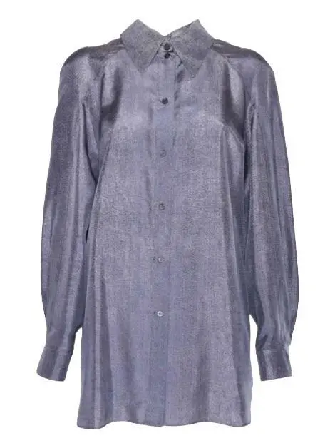 Alberta Ferretti Habotai Print Denim Shirt - Purple