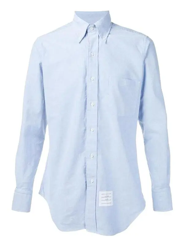 Thom Browne Rwb Detailed Long-sleeved Shirt - Light Blue