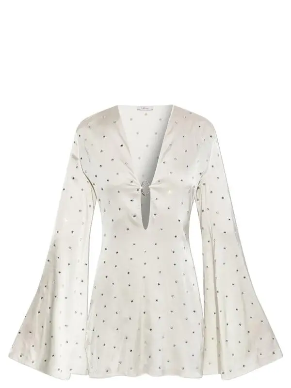 Oseree Crystal-embellished Mini Dress - White