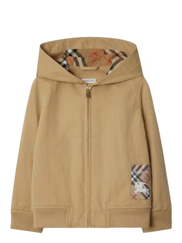 Burberry Equestrian Knight Zip-up Hooded Jacket - Sand