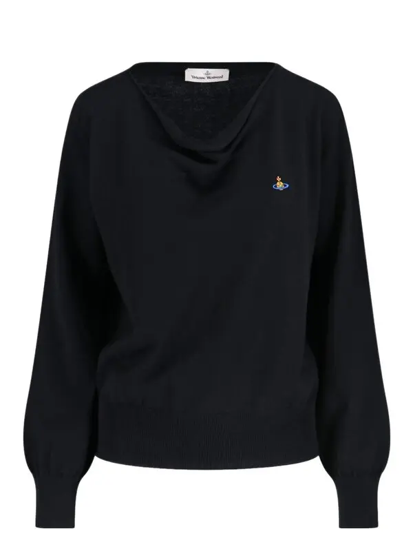 VIVIENNE WESTWOOD Logo Embroidered Boat Neck Jumper - Black