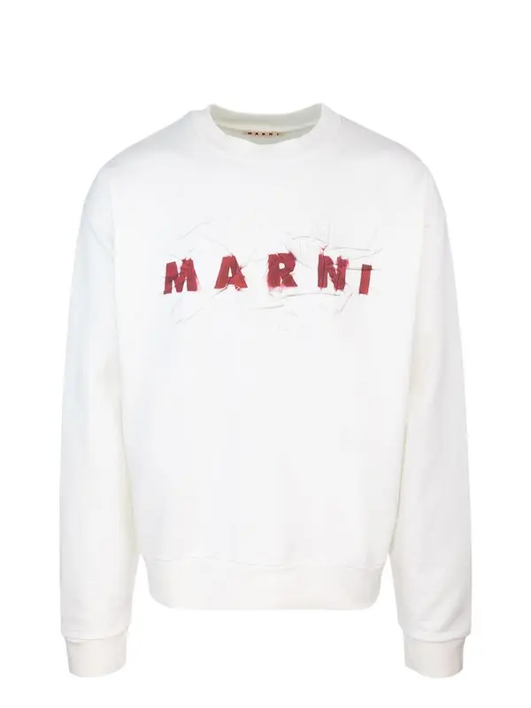 Marni Logo Printed Crewneck Sweatshirt - White